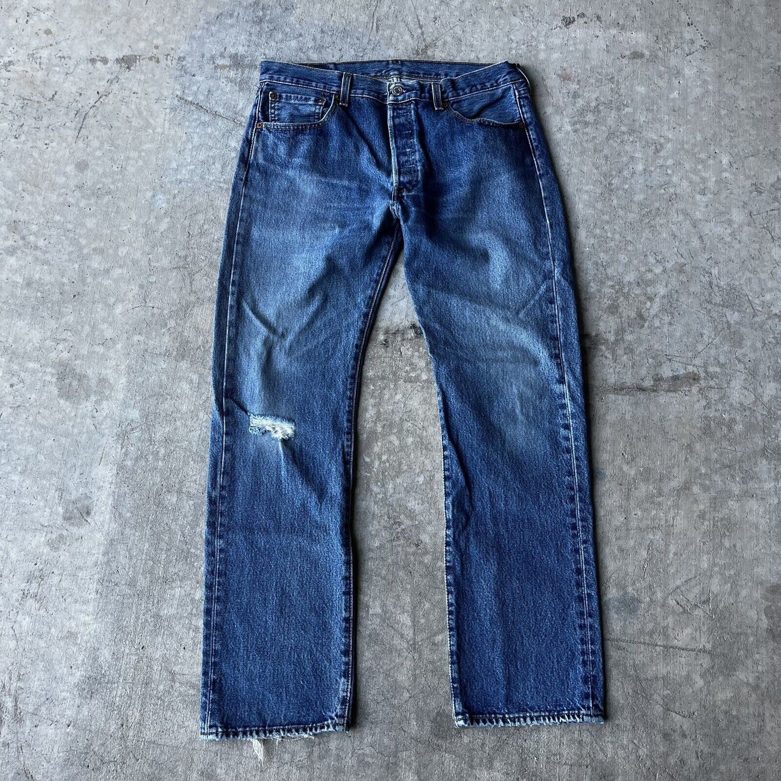 Levi's × Vintage Levi's 501 Jeans 34x32 Distressed Blue Pants Button ...