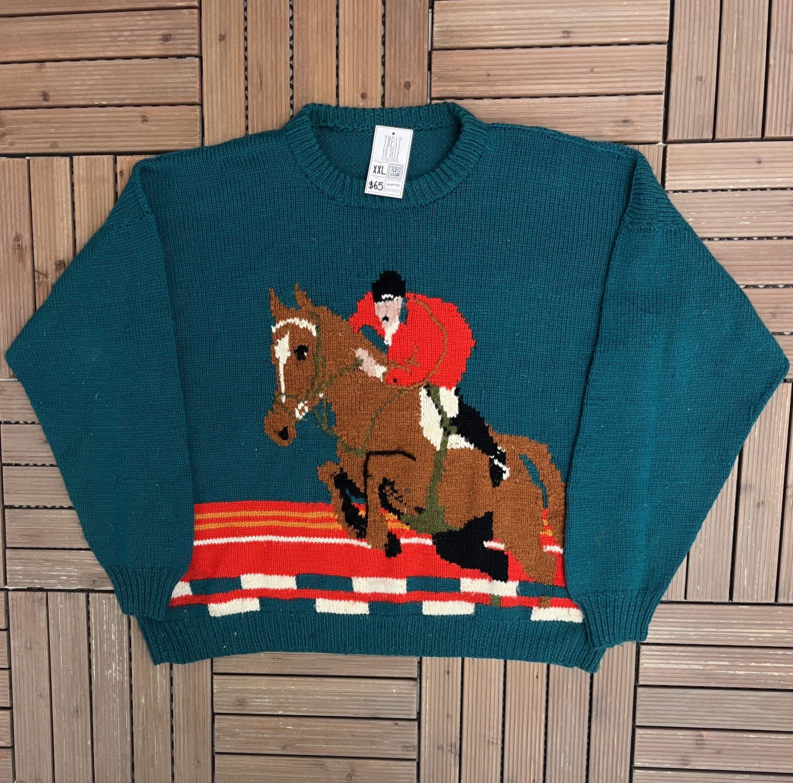 Vintage Horse Riding Knit Vintage Crewneck Sweater | Grailed