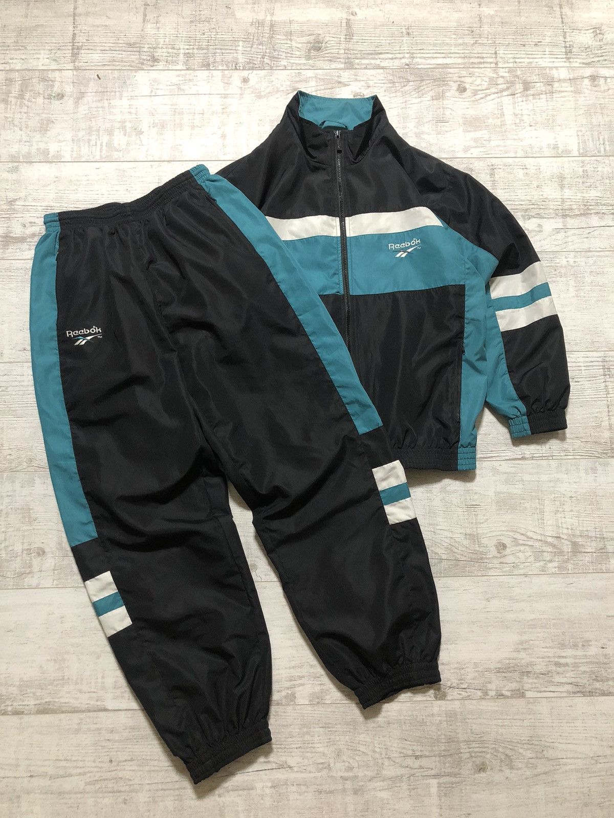 Reebok × Streetwear × Vintage Vintage 90's Reebok Nylon Drill Tracksuit ...