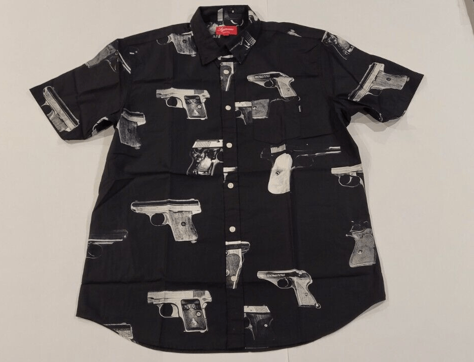Supreme PISTOL GUN BUTTON SHIRT BOX LOGO PALACE FUCT AWESOME FTP | Grailed