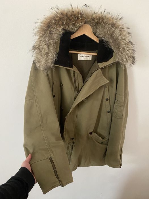 Saint Laurent Paris Saint Laurent Paris FW14 Runway Fox Fur Military ...