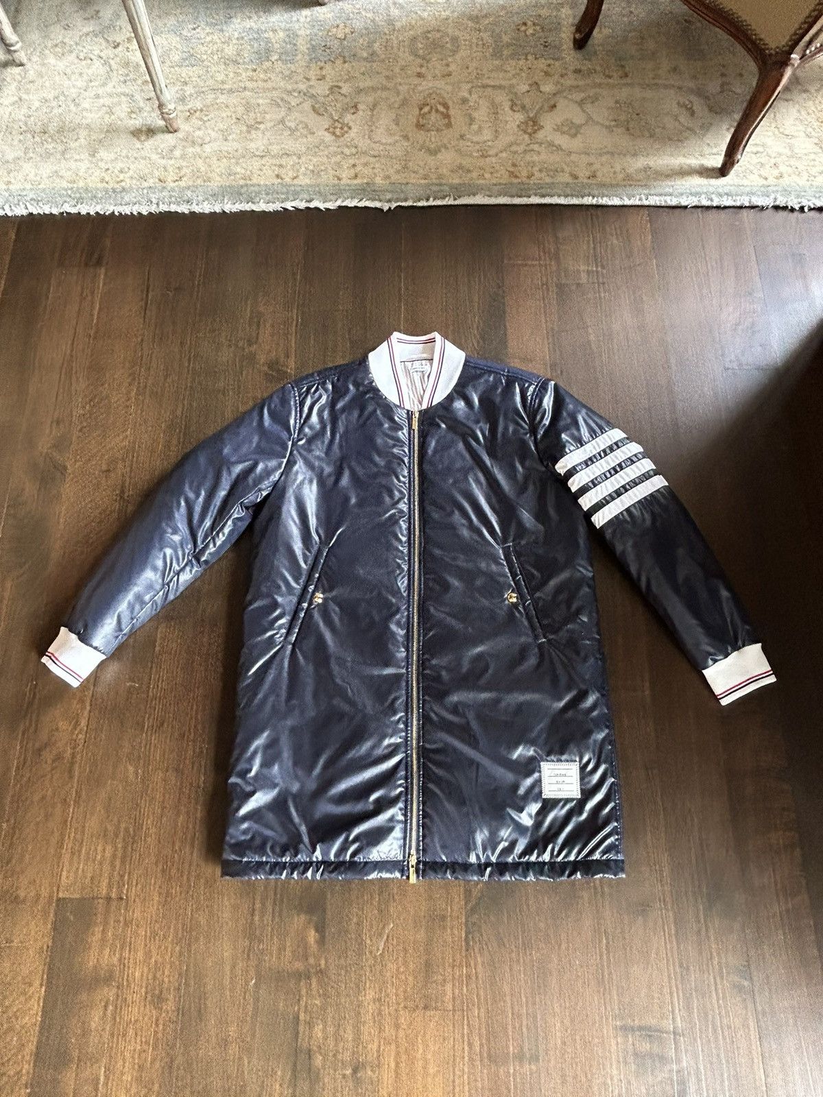 Thom Browne Thom Browne 4 Bar Blue Long Down Bomber Coat | Grailed