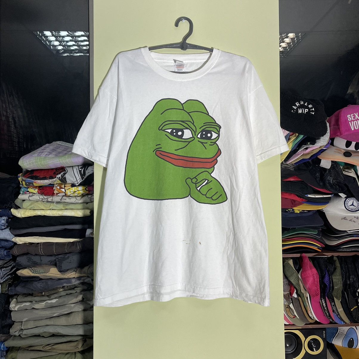 Humor × Streetwear × Vintage Vintage Y2K ADULT “ Frog Face Logo Meme ...