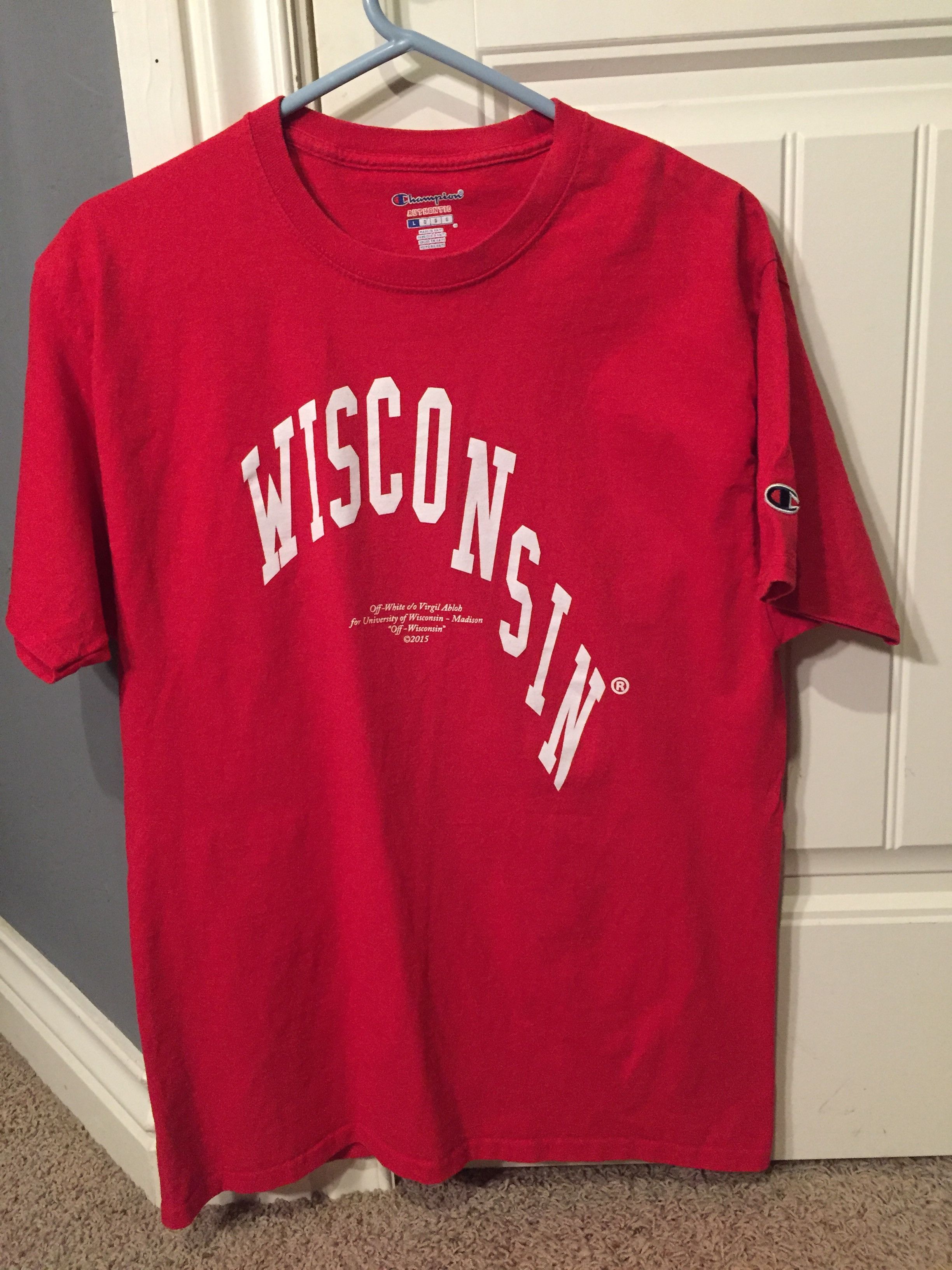 Off-White Champion Wisconsin Off white Tee | Grailed