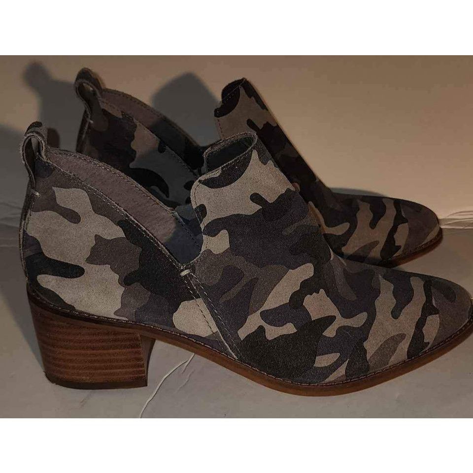 Unbrnd 1. State Genuine Leather Suede Green Camo Idania Block Heel ...