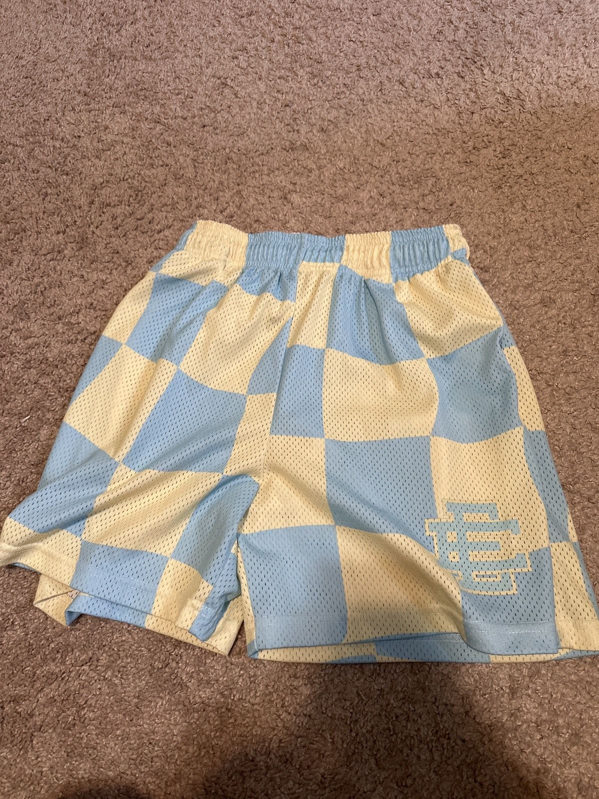 Eric Emanuel Eric Emanuel Wavy Checkboard Basic Short Light Blue Yellow ...