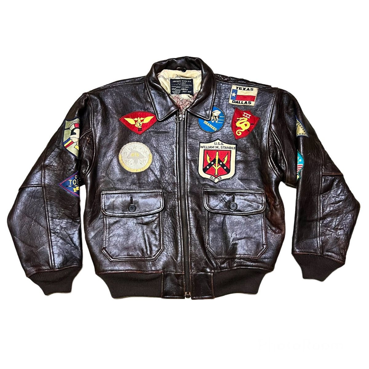 Avirex Vintage Avirex Leather Jacket Top Gun Maverick Full Patches | Grailed