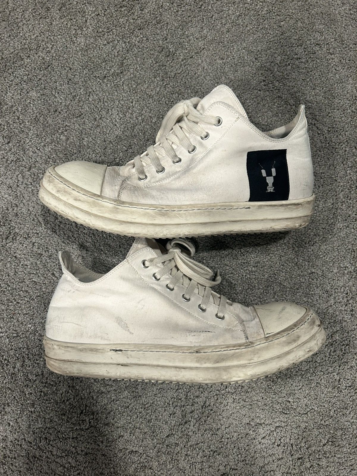 Rick Owens Rick Owens Logo Patch Canvas Ramones Low Natural Milk | Grailed