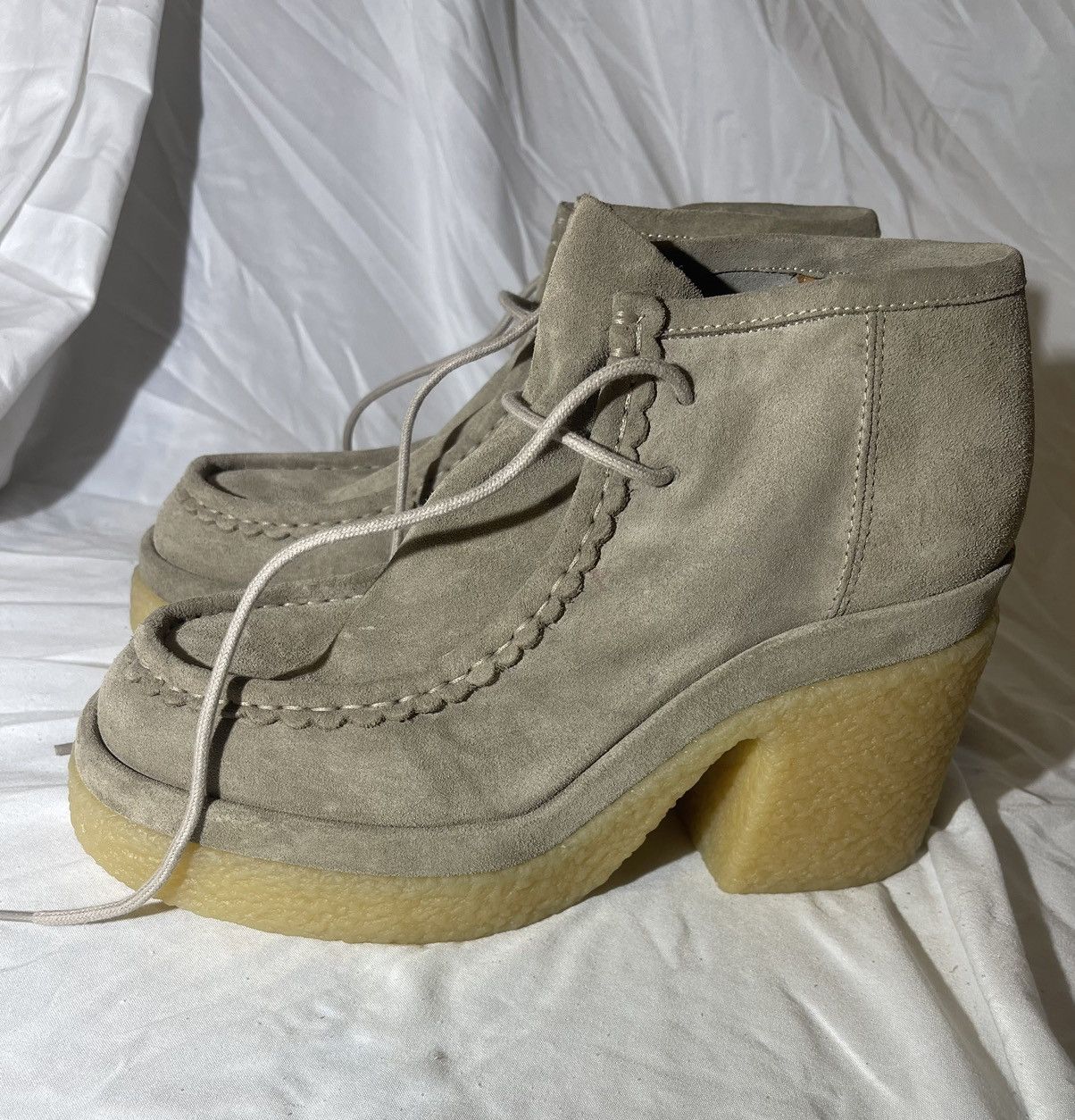 Chloe Chloé Suede Greige Chunky Ankle Boot | Grailed