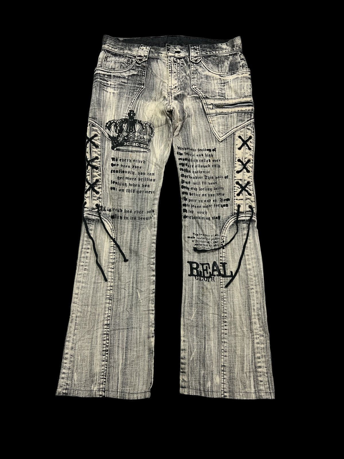 Japanese Brand FLARED💥SICK🔥ACID WASH CRAZY DESIGN PUNK STYLE | Grailed