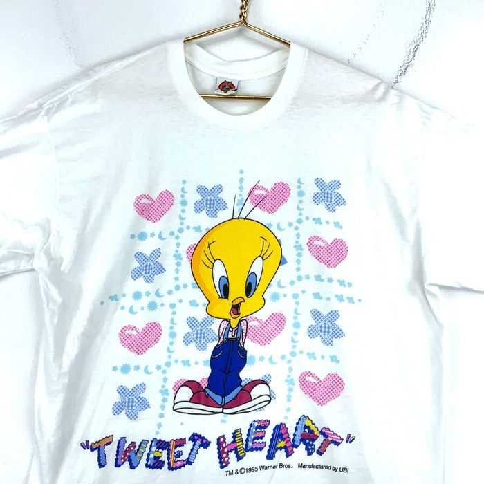 Vintage Vintage Tweety Heart Looney Tunes T-Shirt Cotton XL 1995 White ...