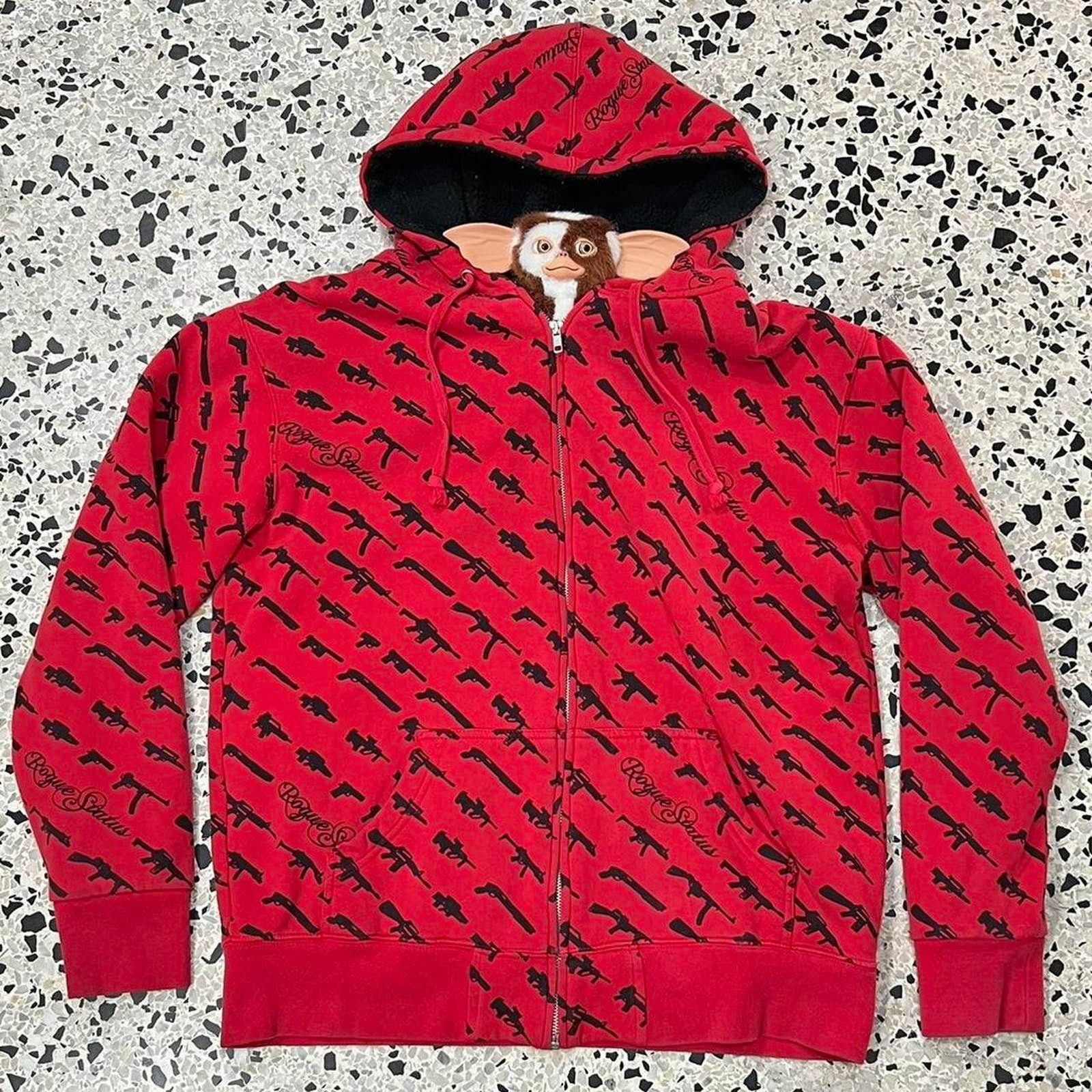 Vintage VINTAGE Y2K ROGUE STATUS AOP RED GUNS ZIP UP HOODIE | Grailed