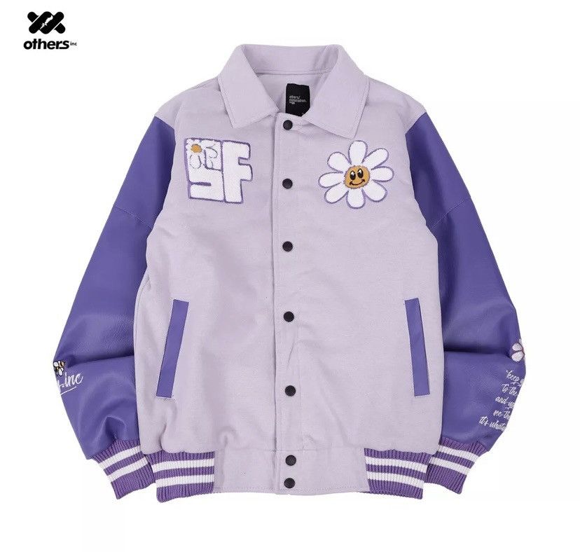 Other × Streetwear × Varsity Jacket Varsity jacket collar sun flower ...