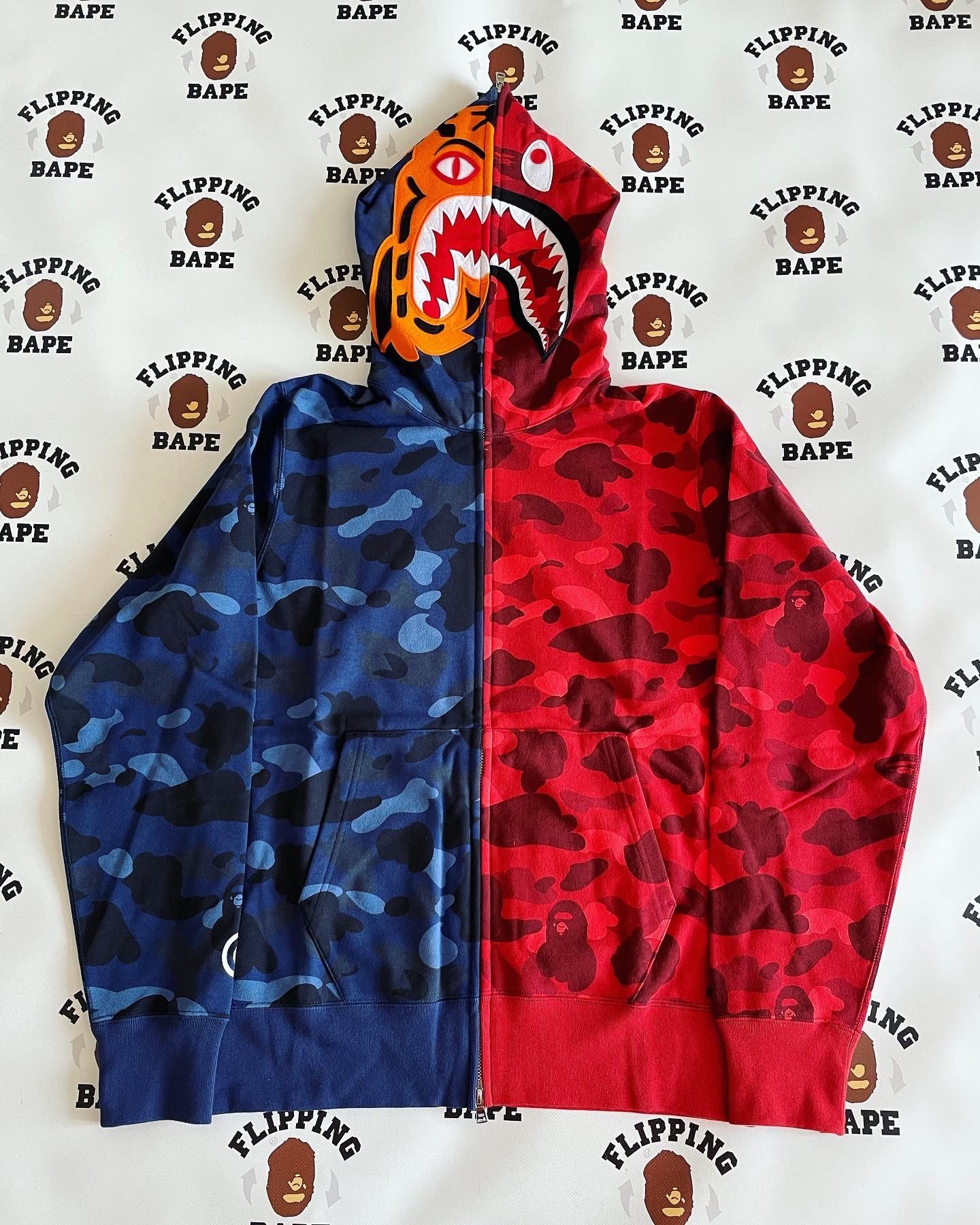 Bape BAPE COLOR CAMO TIGER SHARK HALF FULL ZIP HOODIE | Grailed
