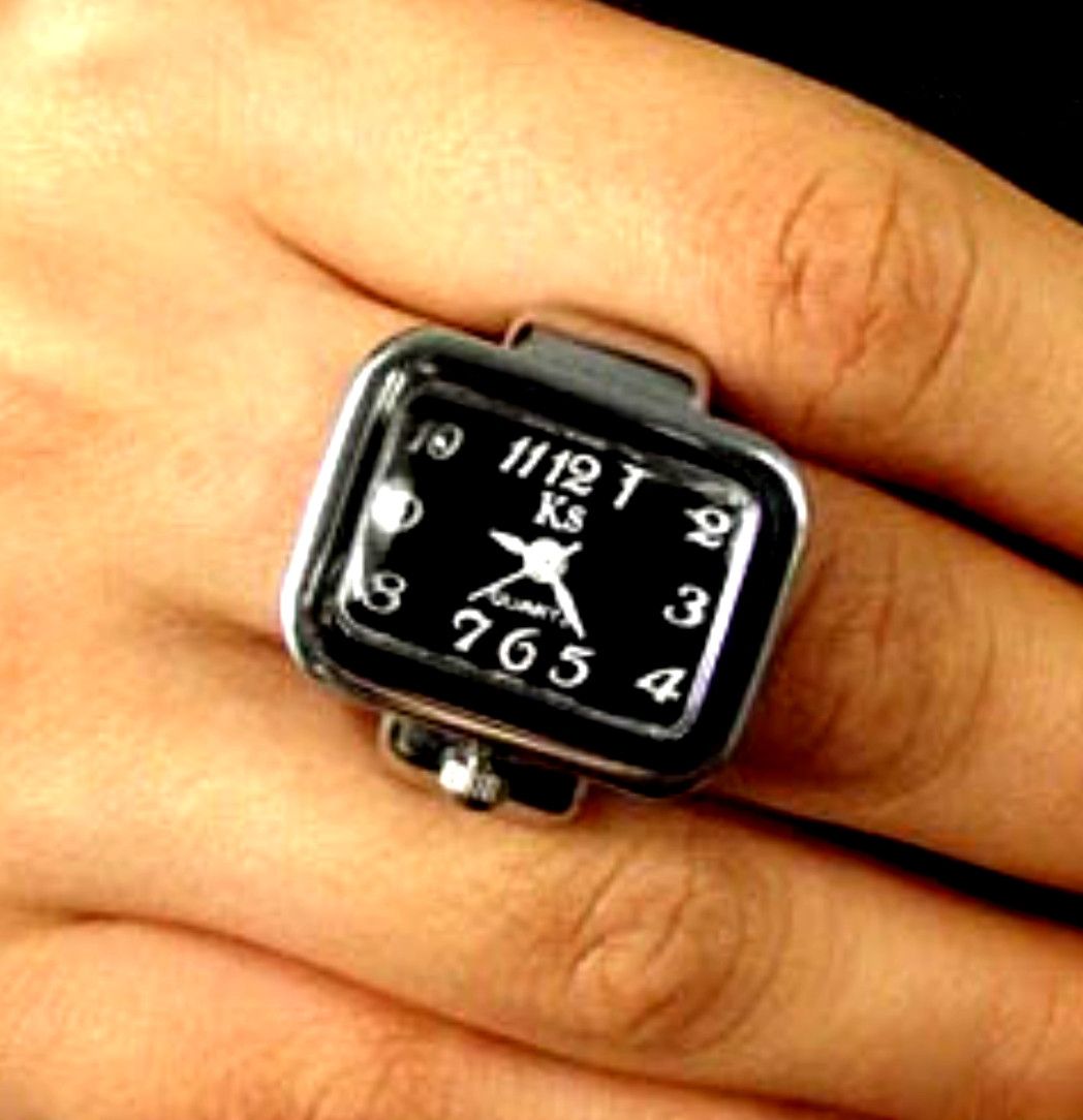 Vintage Gorgeous Vintage Rectangle Finger Silver Ring Watch | Grailed
