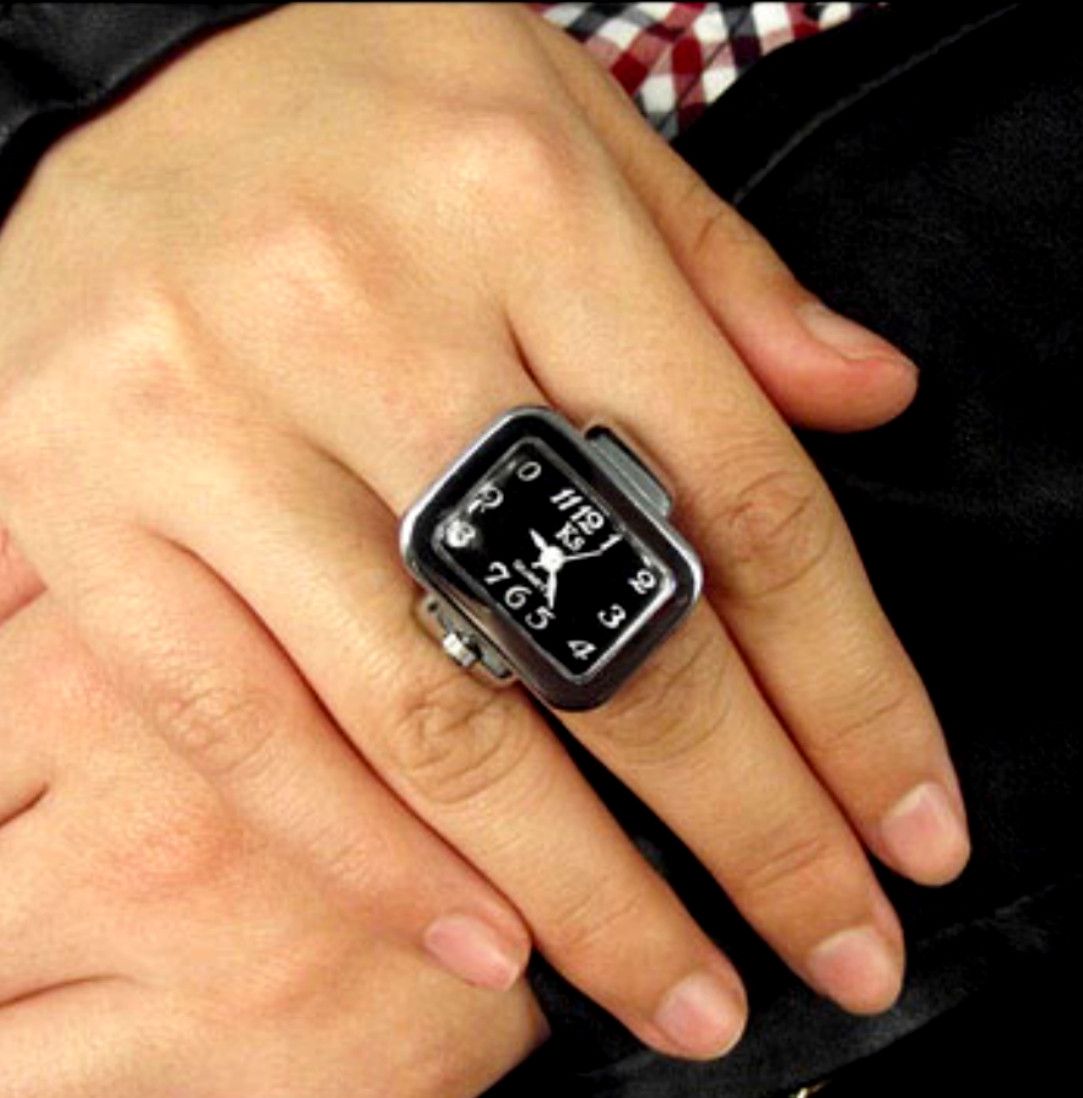 Vintage Gorgeous Vintage Rectangle Finger Silver Ring Watch | Grailed