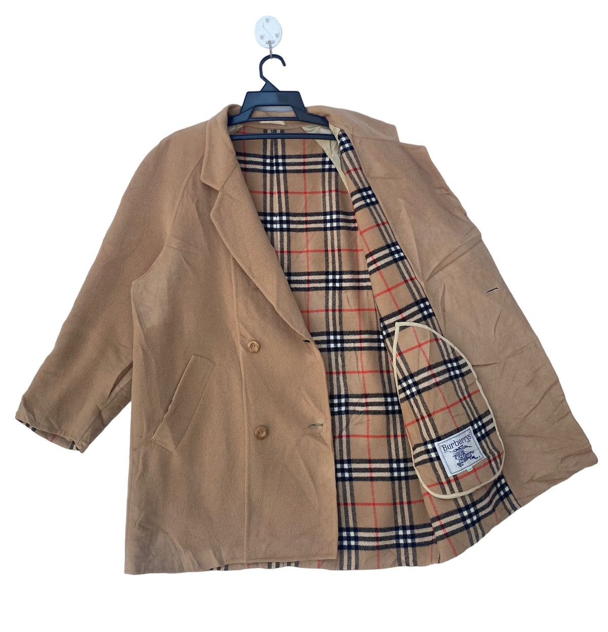 Burberry × Vintage Vtg 90s Burberrys iconic nova check lining wool coat ...