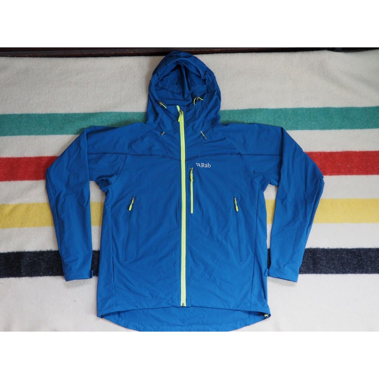 Rab RAB Sawtooth Hoodie Blue Softshell Waterproof Outdoor Hiking Jacket ...