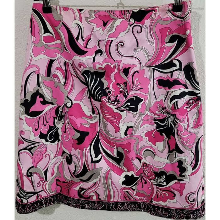 Other Judith Hart Pink Black Floral Print A-Line Skirt 12P Lined | Grailed