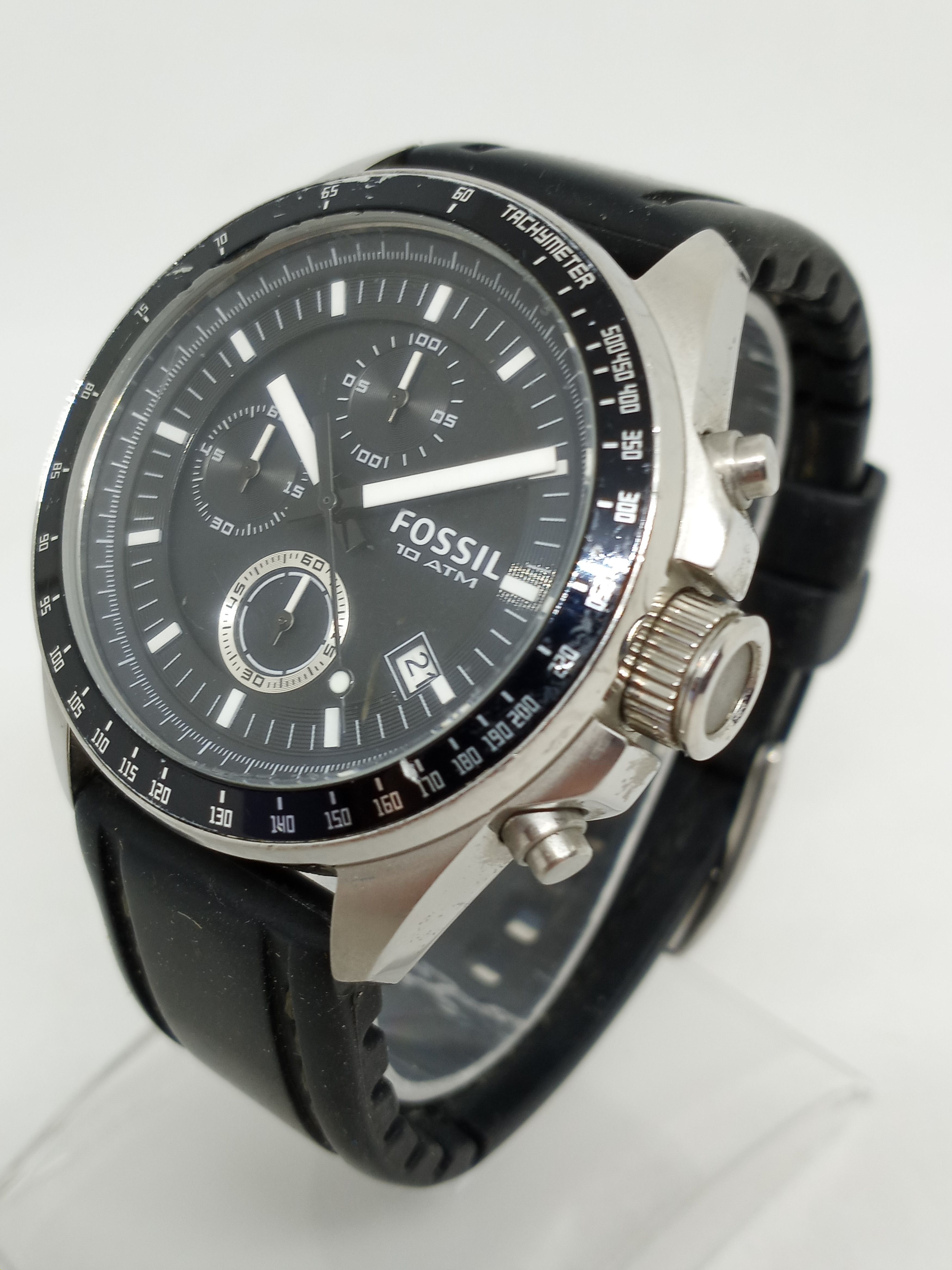 Fossil Fossil CH2573 Men's 42mm S/Steel Silicon Strap Chrono Watch ...