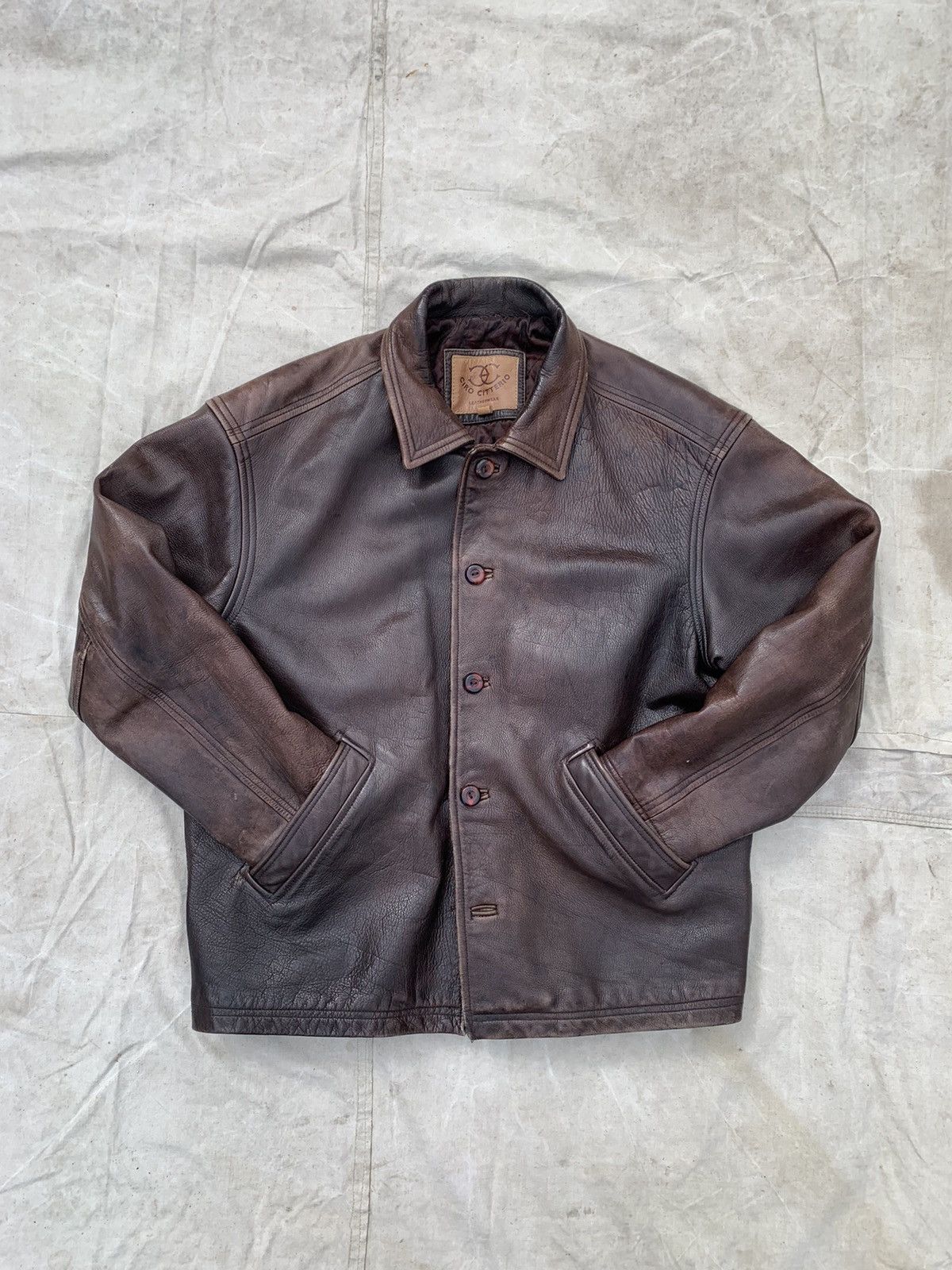Italian Designers Vintage Ciro Citterio Faded Heavy Leather Jacket ...