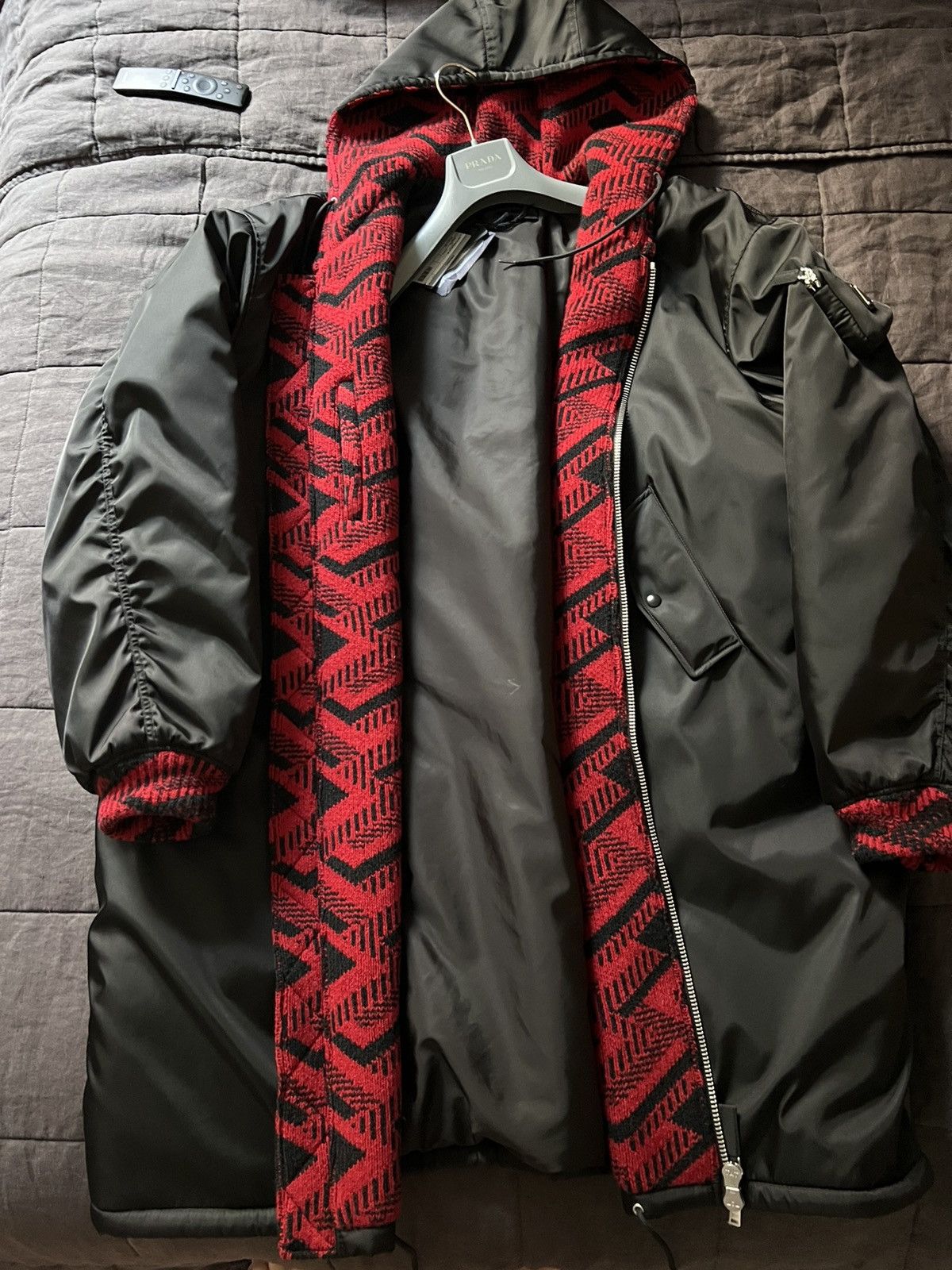 Prada × Raf Simons Rare Runway long bomber with knit jacket $7700 | Grailed