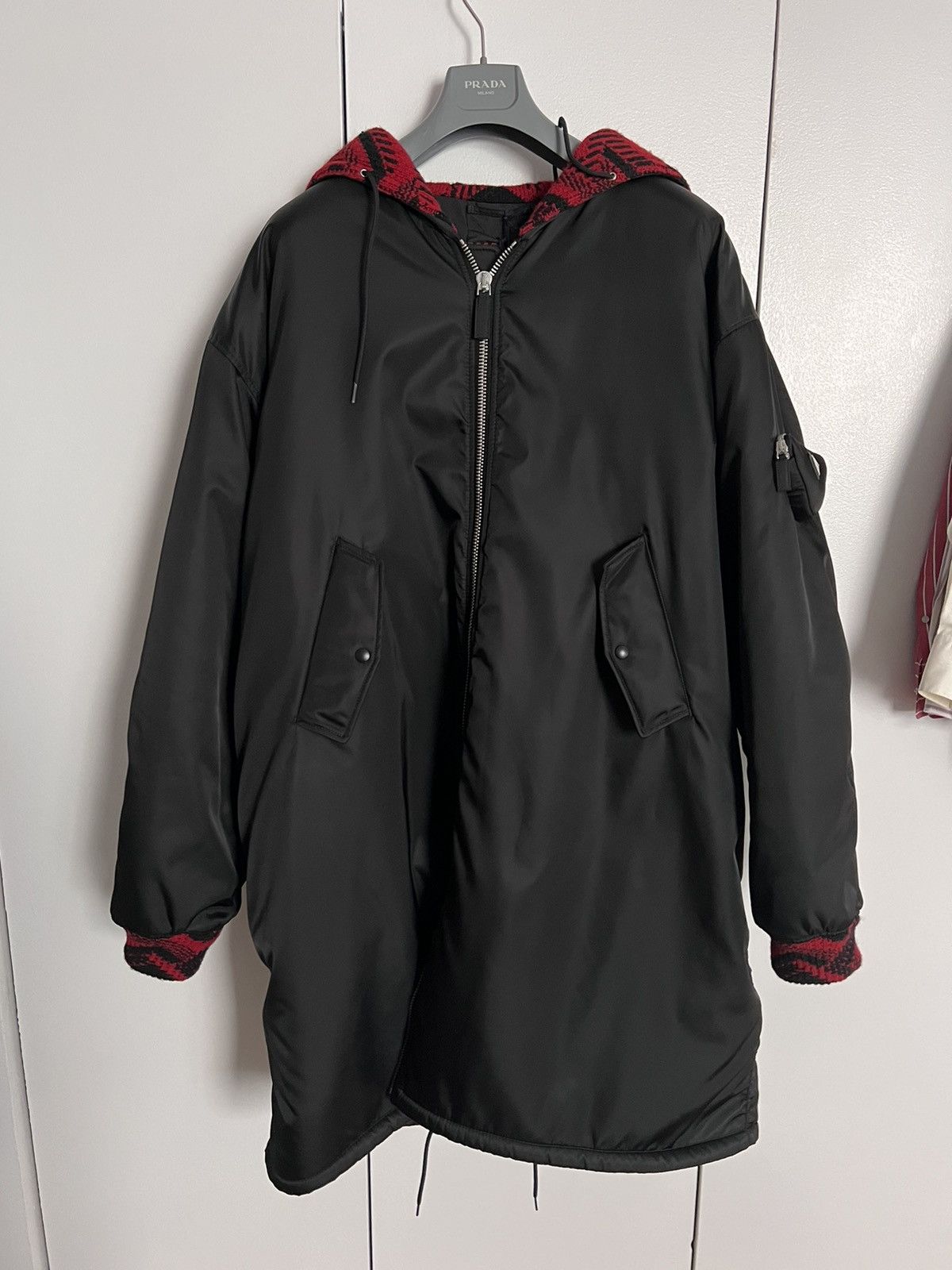 Prada × Raf Simons Rare Runway long bomber with knit jacket $7700 | Grailed