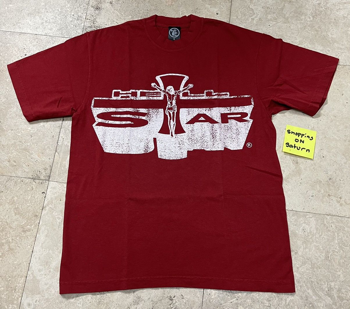 Streetwear × Vintage Hellstar Jesus Emblem Red Tee | Grailed