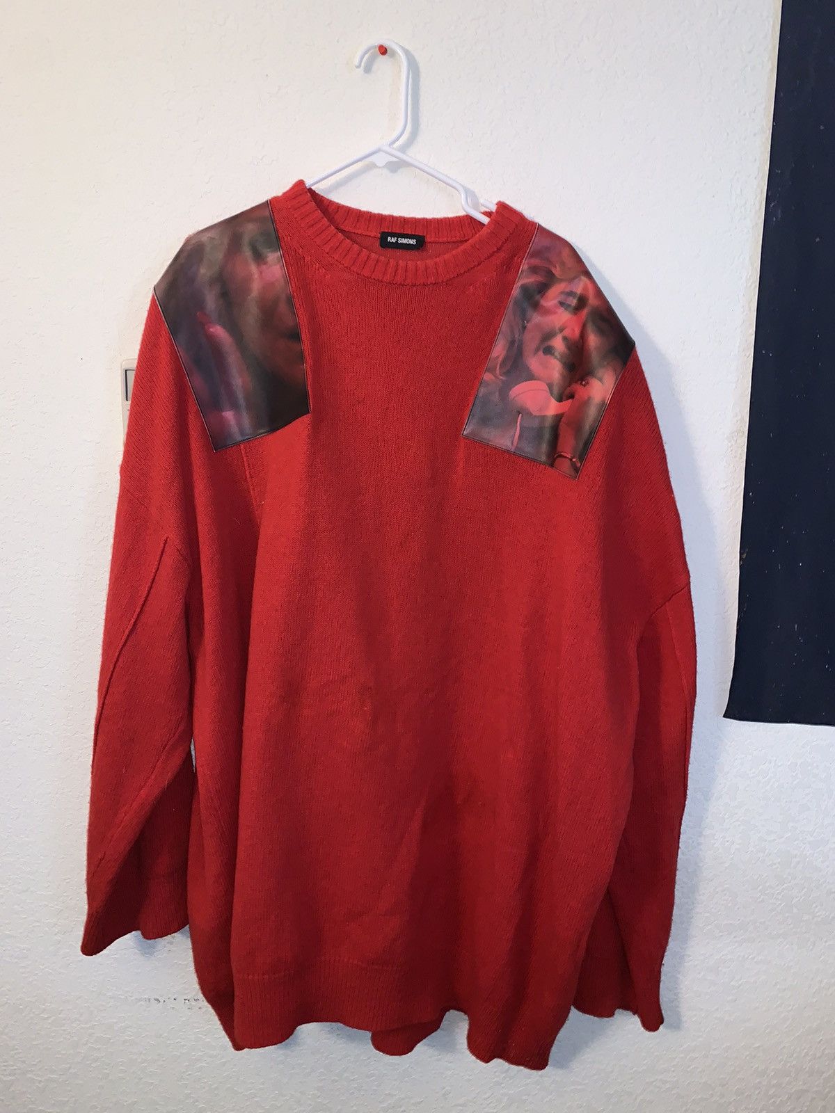 Raf Simons Red Leather Patches Raf Simmons Sweater/Jumpee | Grailed