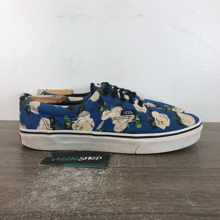Vans Vans Era White Roses Print Low Top Lace Up Blue Men's 10 | Grailed