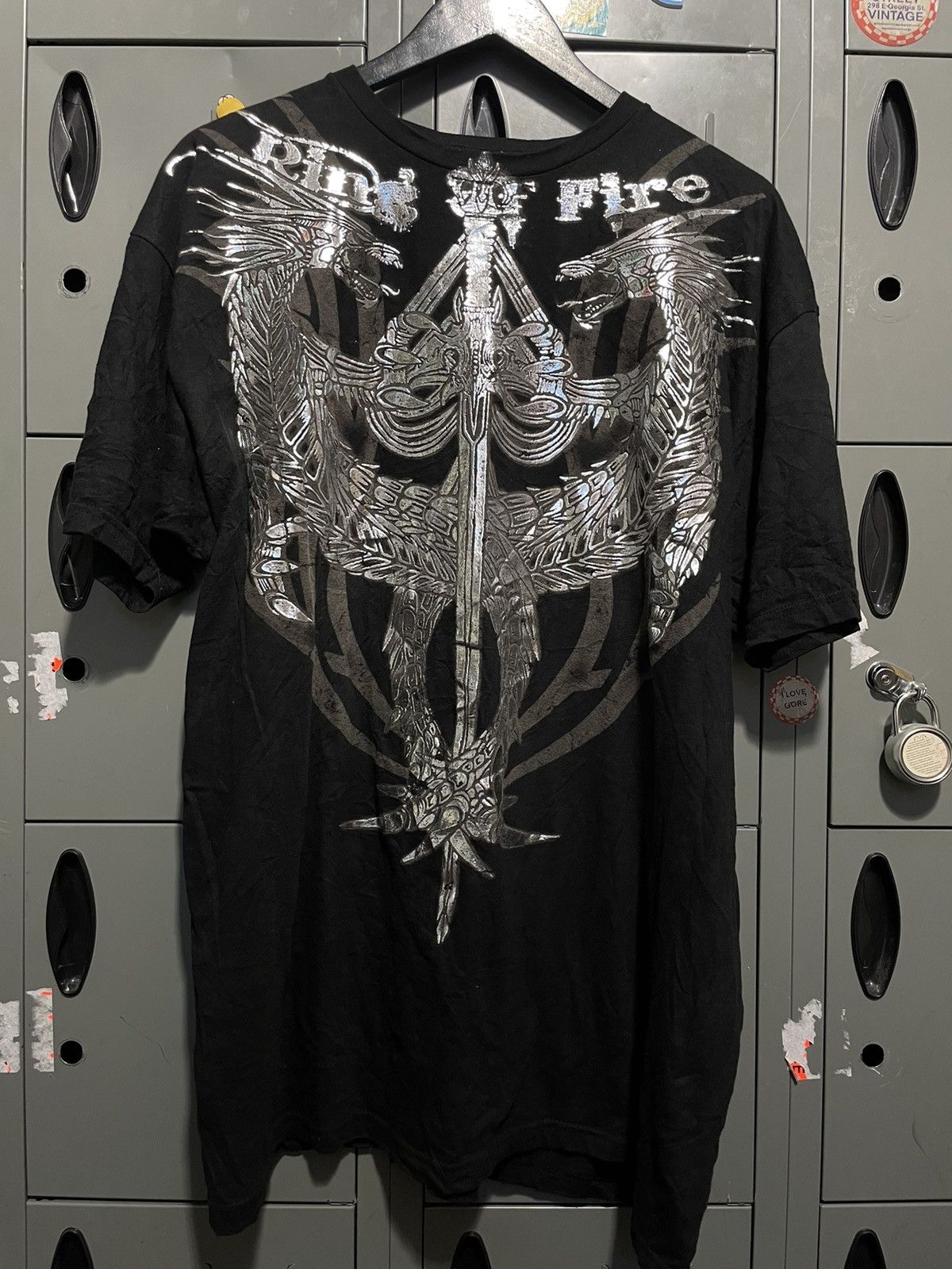 Vintage Ring of Fire dragon sword thick metallic print | Grailed