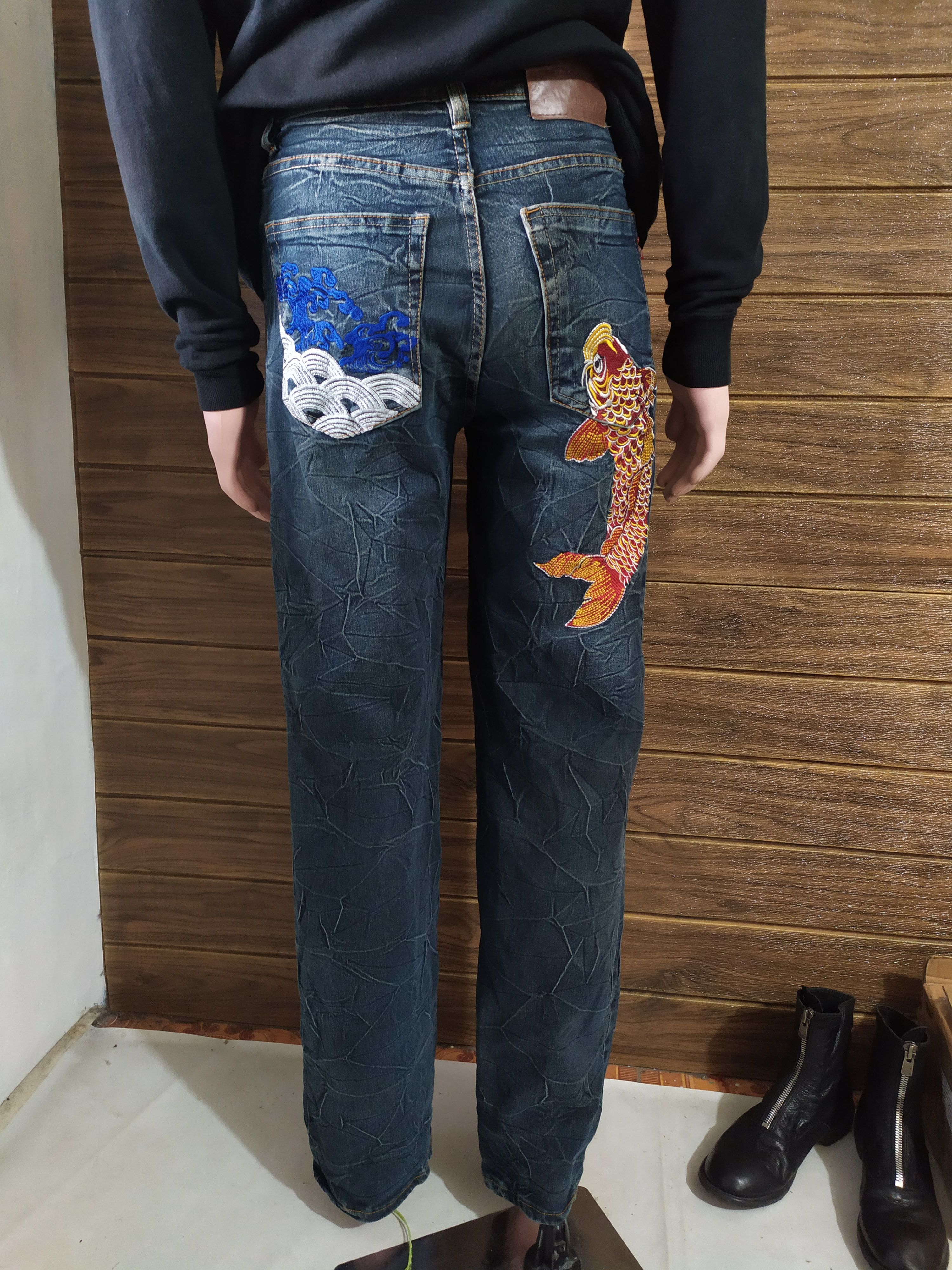 Japanese Brand 🔥Ice Point Embroidery Koi Fish Jeans | Grailed