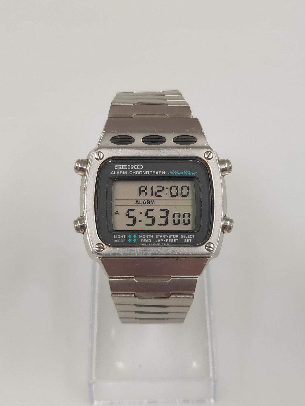 Seiko × Vintage Vintage SEIKO Silver Wave A359-5020 Digital Men’s Watch ...