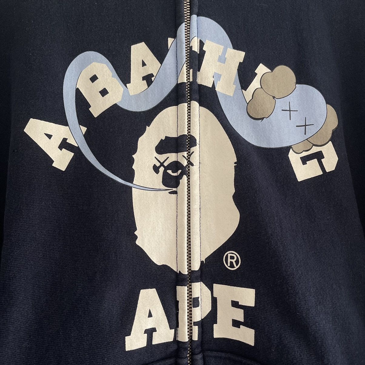 Bape OG Bape x Kaws Bendy College Logo Zip Up Hoodie | Grailed