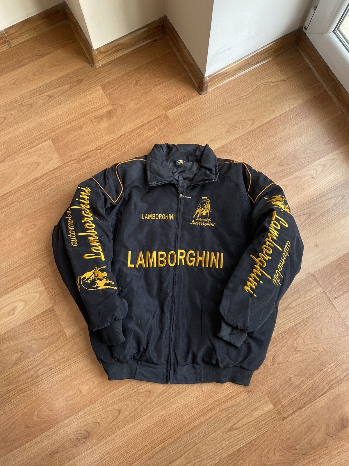 Vintage Vintage Lamborghini Formula One Racing Black Bomber Jacket ...