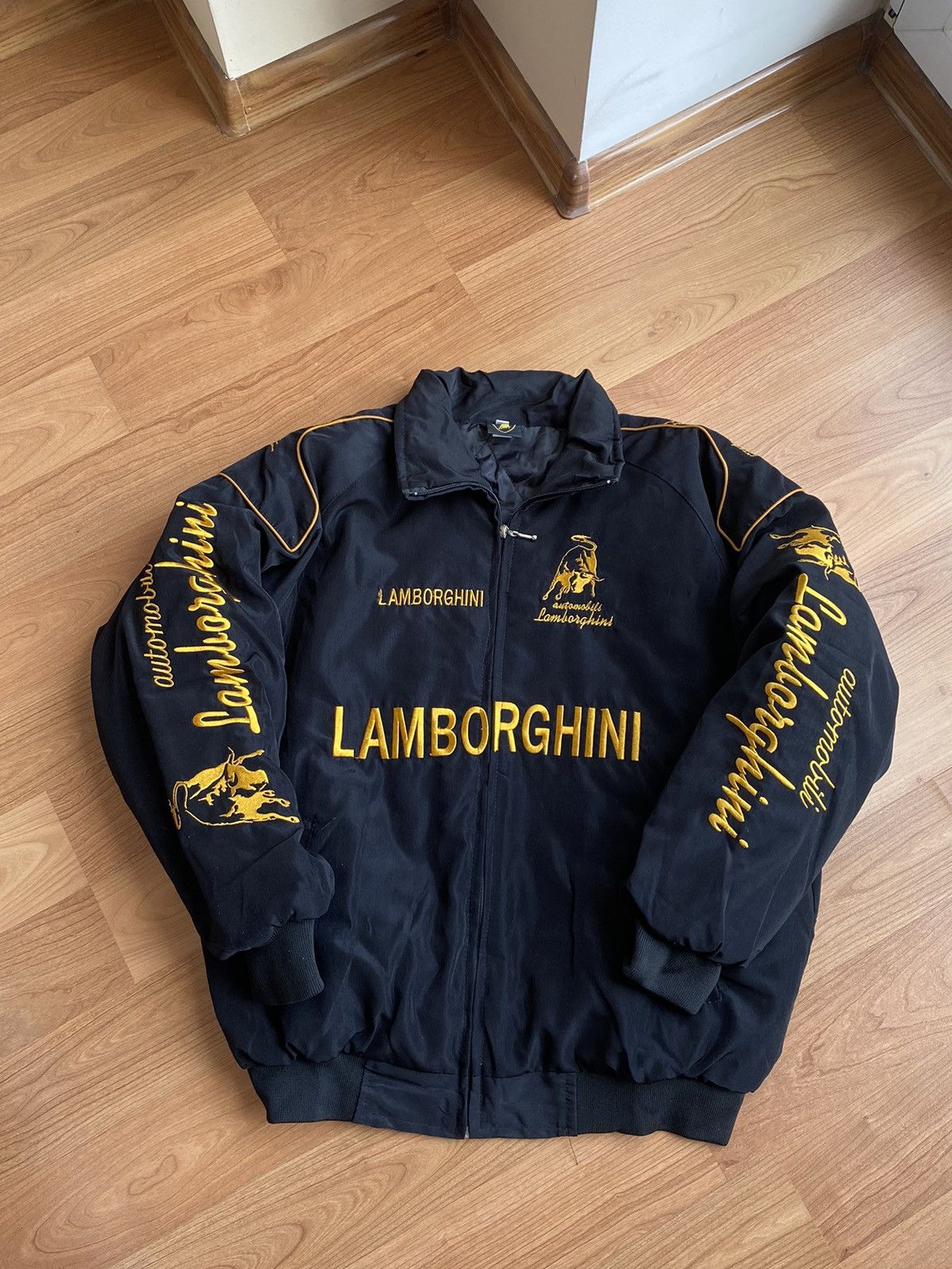 Vintage Vintage Lamborghini Formula One Racing Black Bomber Jacket ...