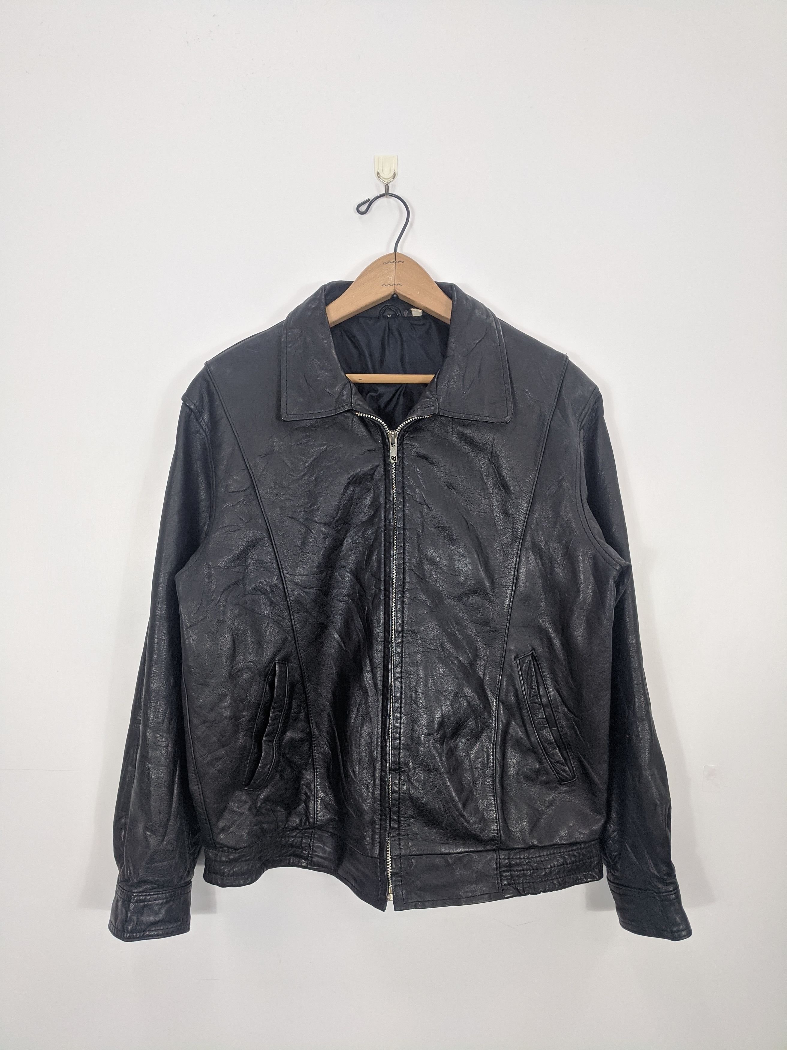 Japanese Brand × Vintage Vintage 80s Japanese Leather Jacket Zipper ...