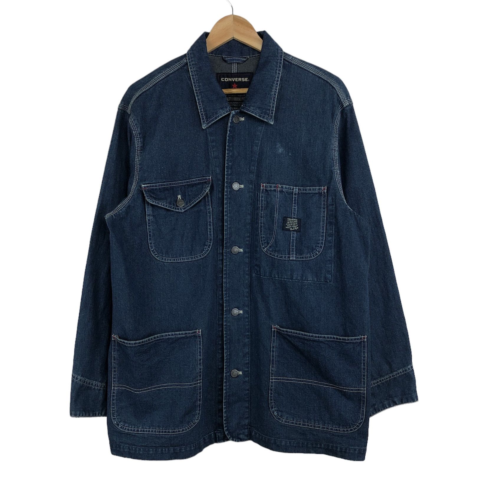 Converse × Vintage Vintage Converse Boston Mass USA Denim Chore Jacket ...