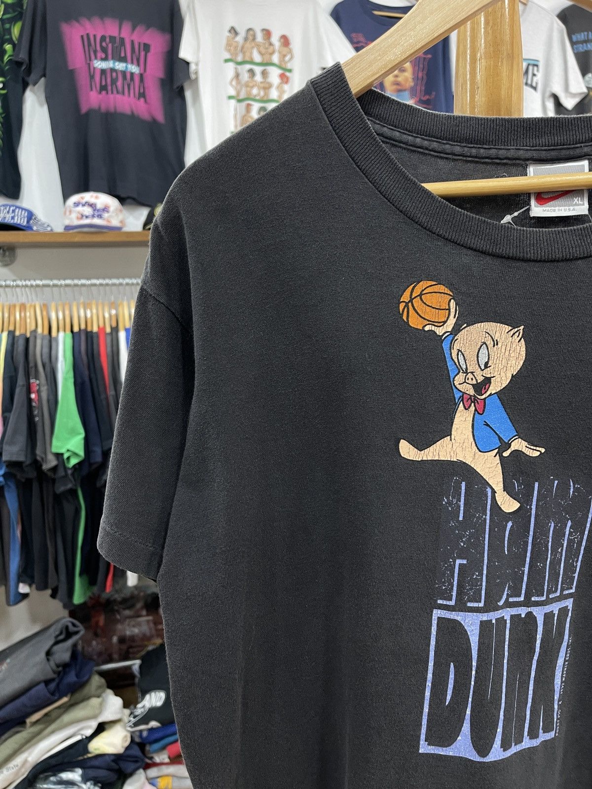Nike Vintage 1992 Rare Space Jam Jordan x Nike Porky Pig T-Shirt | Grailed