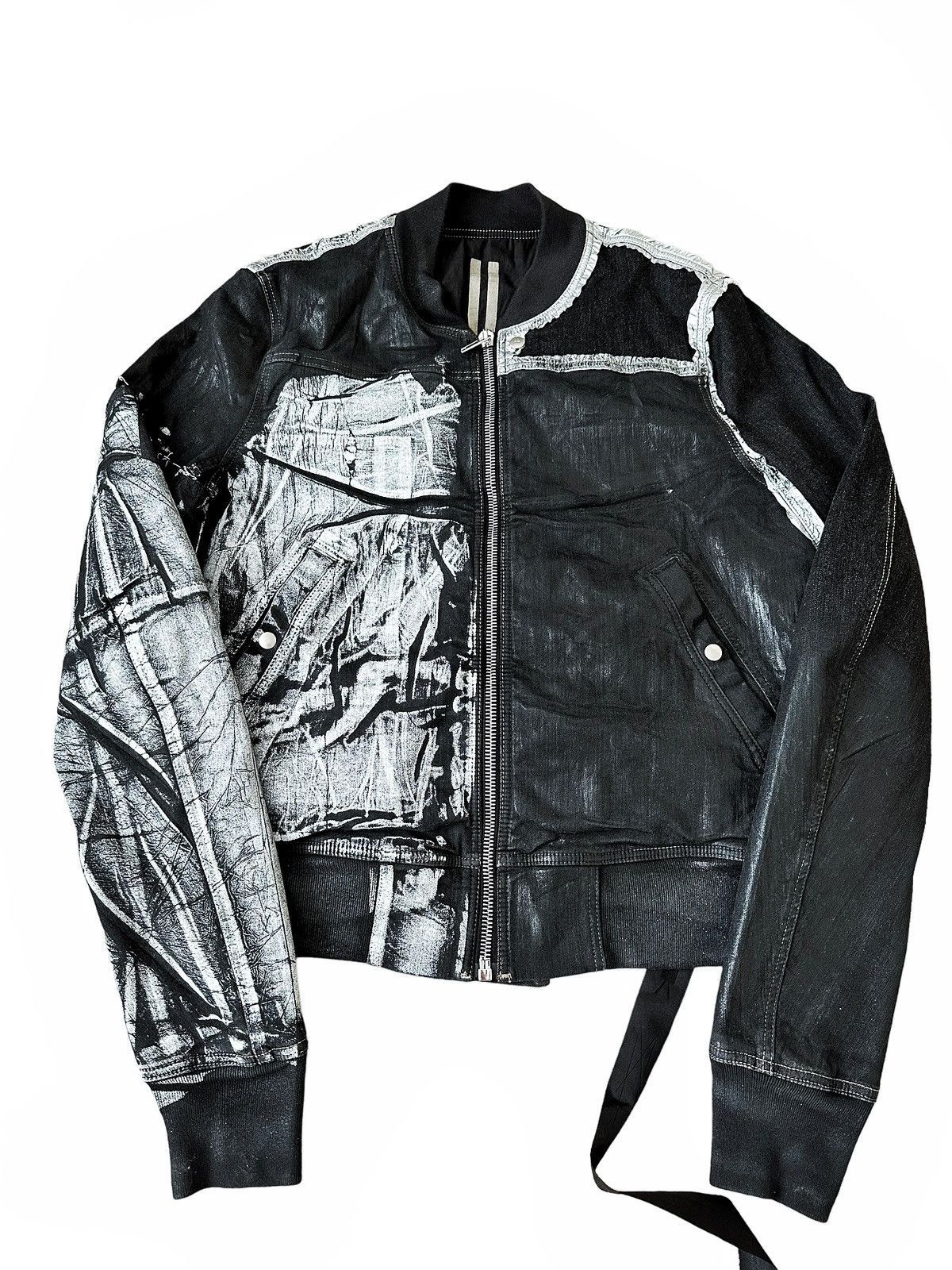 Rick Owens × Rick Owens Drkshdw $2400 Patchwork Sample Wax Painted Bomber Jacket | Grailed