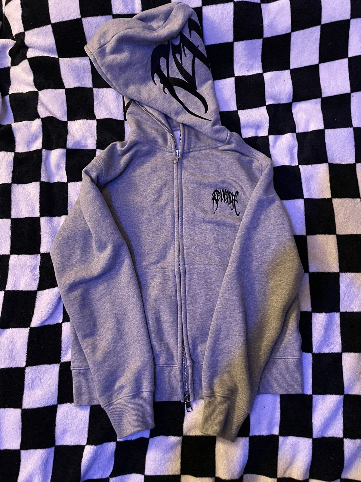 Revenge Revenge grey zip up hoodie | Grailed