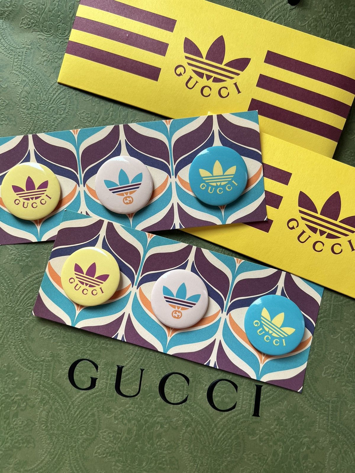 Adidas × Gucci Gucci x Adidas Collaboration VIP Pin Set Brooch Badges ...