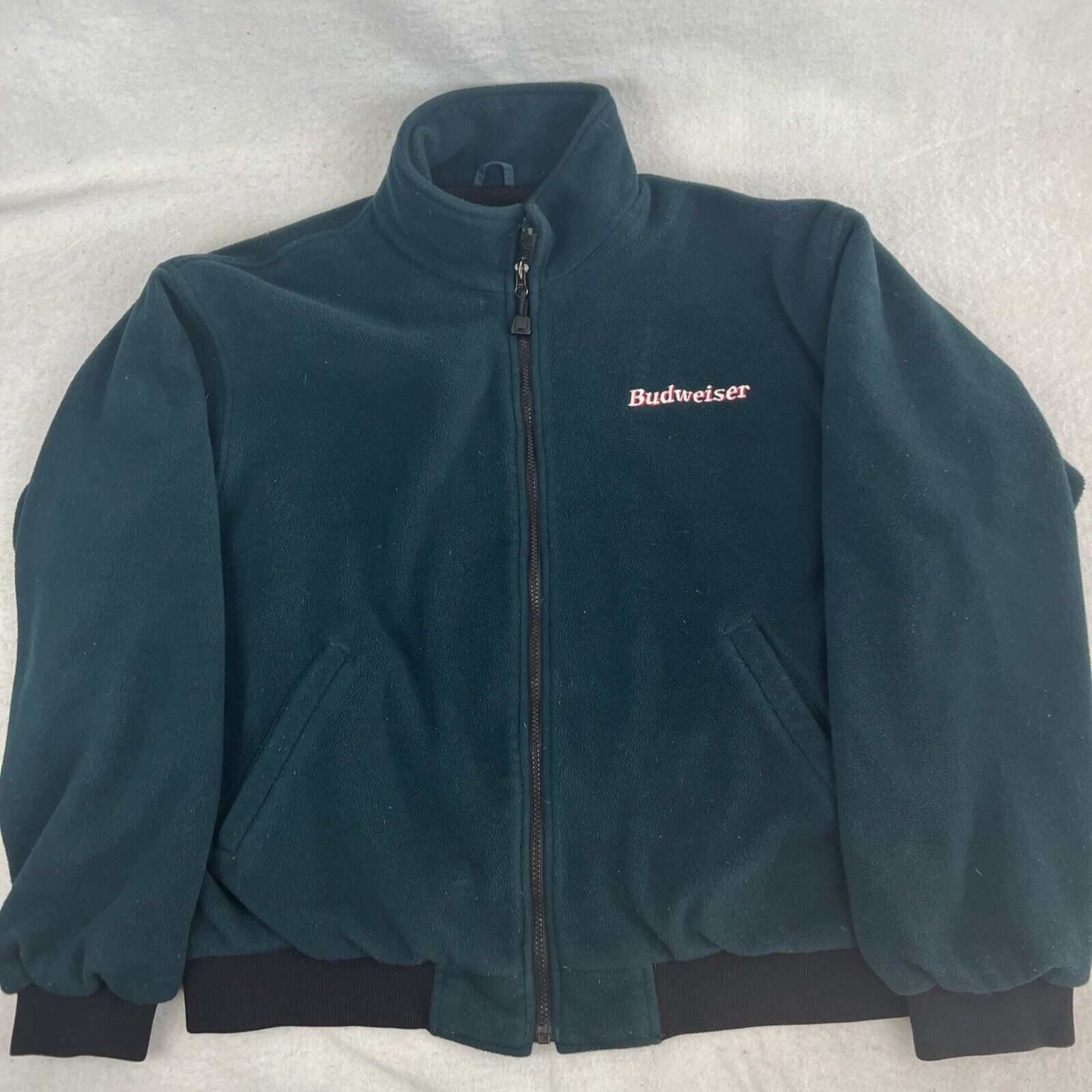 Budweiser Vintage Green Anheuser-Busch Budwesier Full Zip Fleece Jacket ...