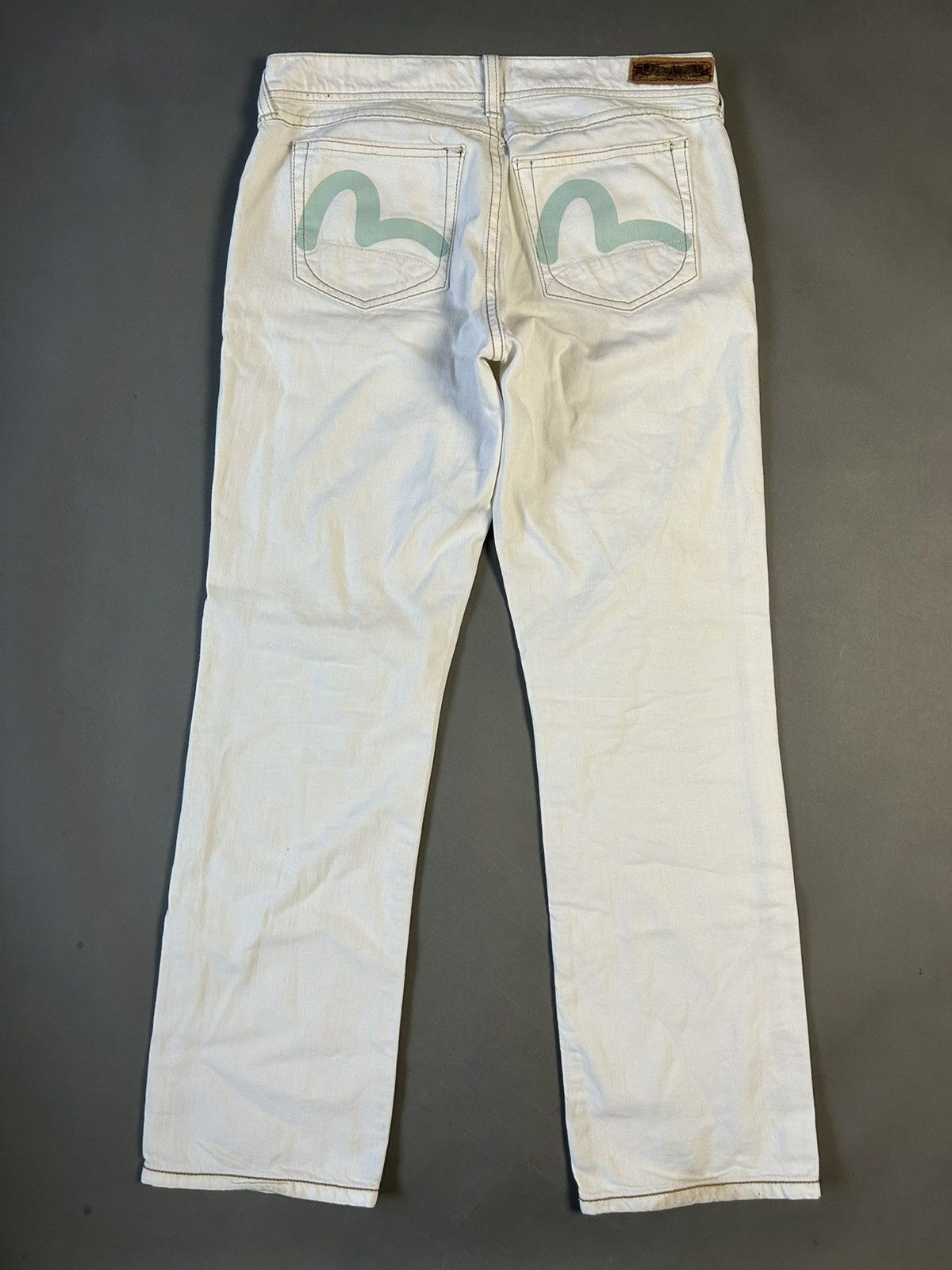 Evisu × Puma × Vintage Evisu x Puma vintage white jeans blue seagulls Japan | Grailed