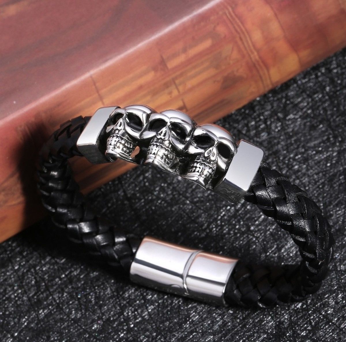 Streetwear Skull Strap Bracelet Goth Punk Chrome Jewelry | Grailed