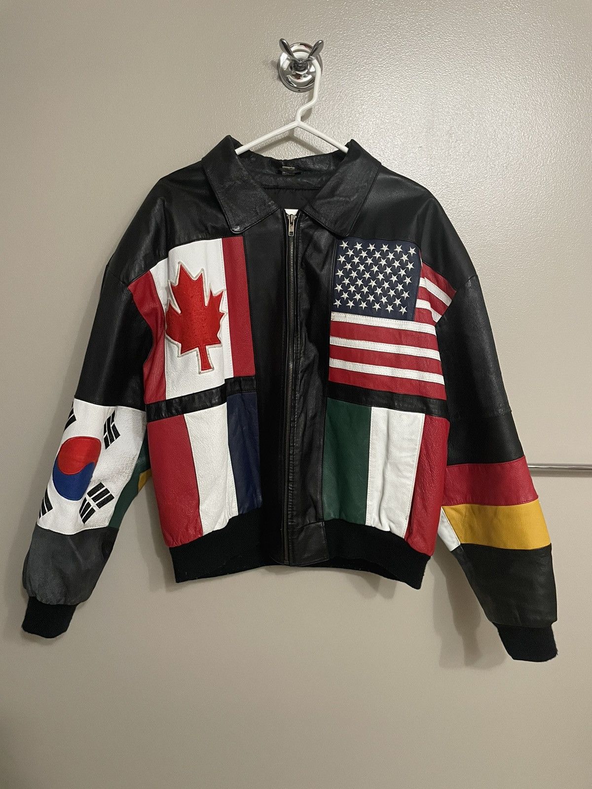 Other × Streetwear × Vintage A.D.A World Flags Leather Jacket | Grailed