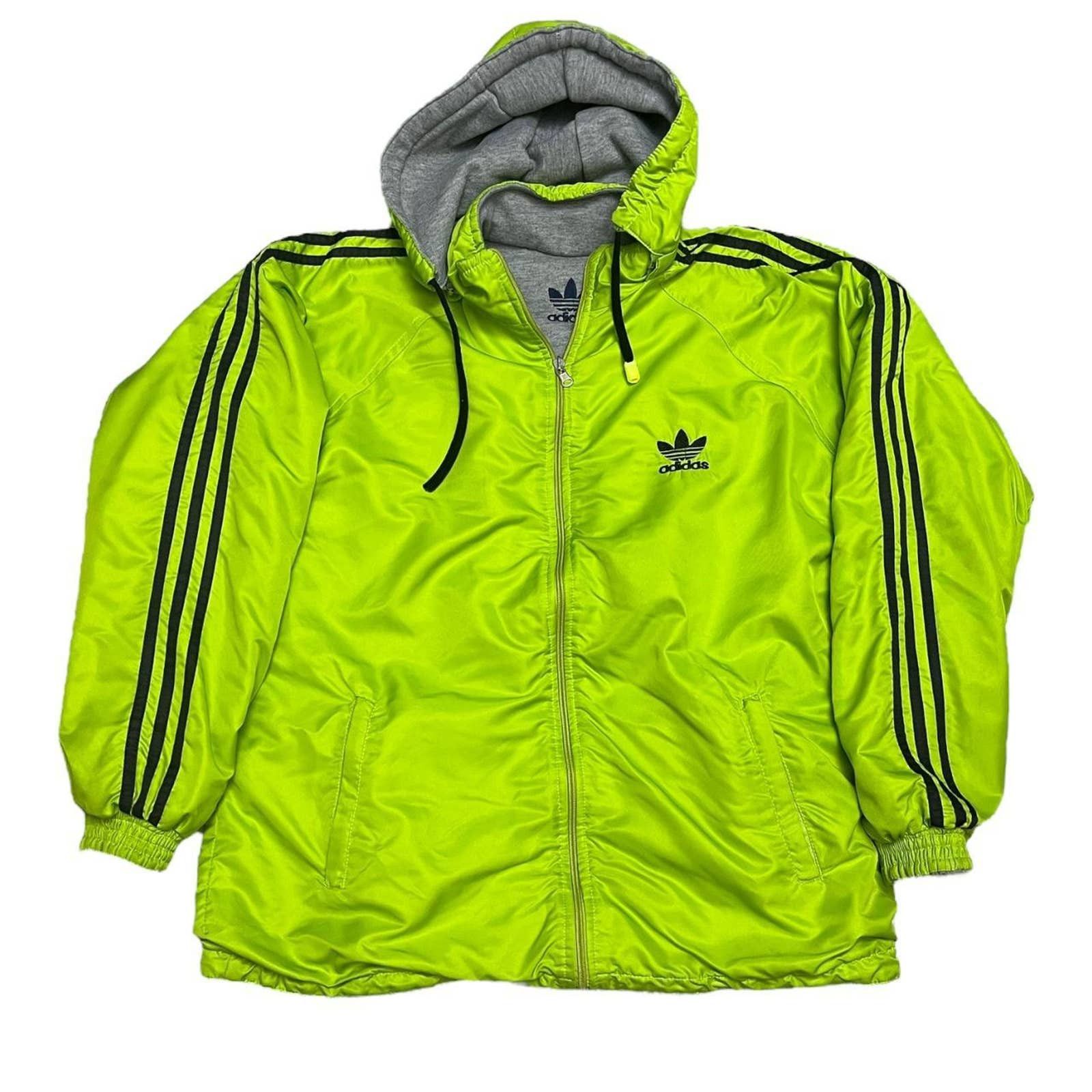 Adidas Adidas REVERSIBLE 2-in-1 Vintage Lime Green Parka Jacket | Grailed