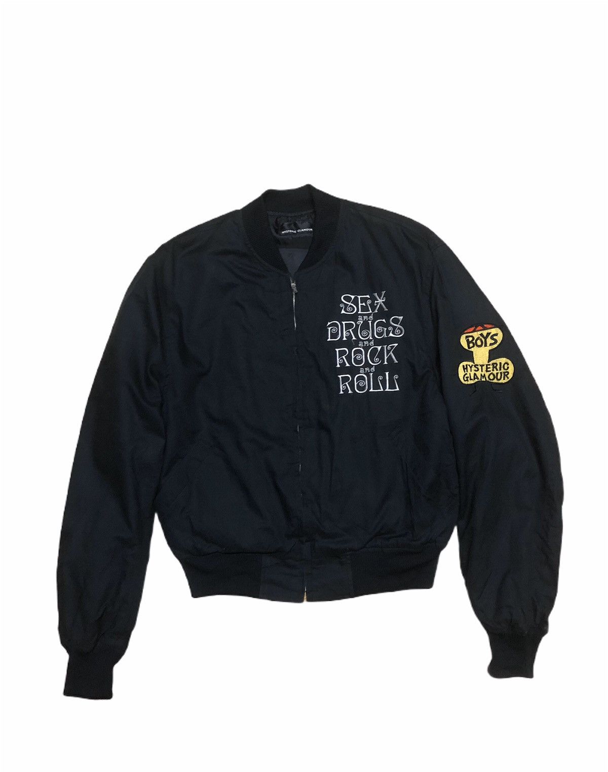 Hysteric Glamour × Varsity Jacket × Vintage EMBROIDERED🔥90’s SEX DRUGS ROCK&ROLL Boy Hysteric ...