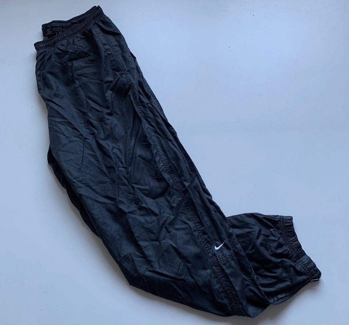 Nike × Vintage Vintage 90s Nike embroidered swoosh track pants black ...