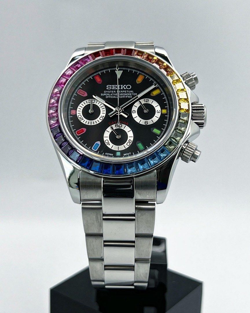Custom RARE Seiko Watch Custom Rainbow Daytona Quartz 39.5MM | Grailed